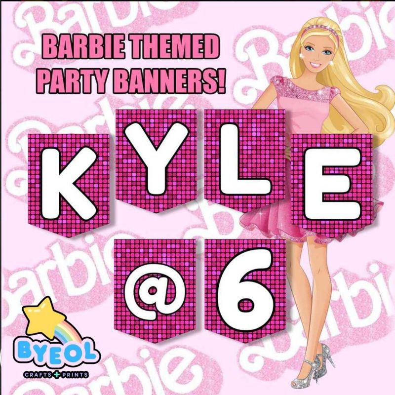 byeolprints BIRTHDAY PARTY BANNER BARBIE THEMED w/ string | Shopee ...