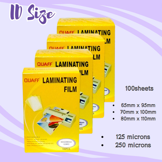 QUAFF Laminating Film ID size 125Microns || 250 Microns (100pcs per ...