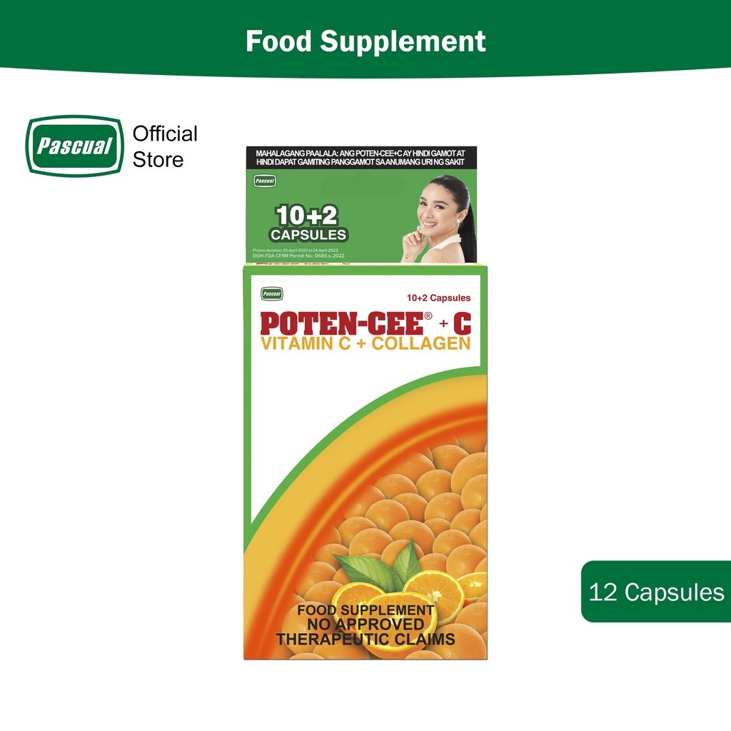 Poten-Cee+C (Vitamin C + Collagen) 10 + 2 Capsules | Shopee Philippines