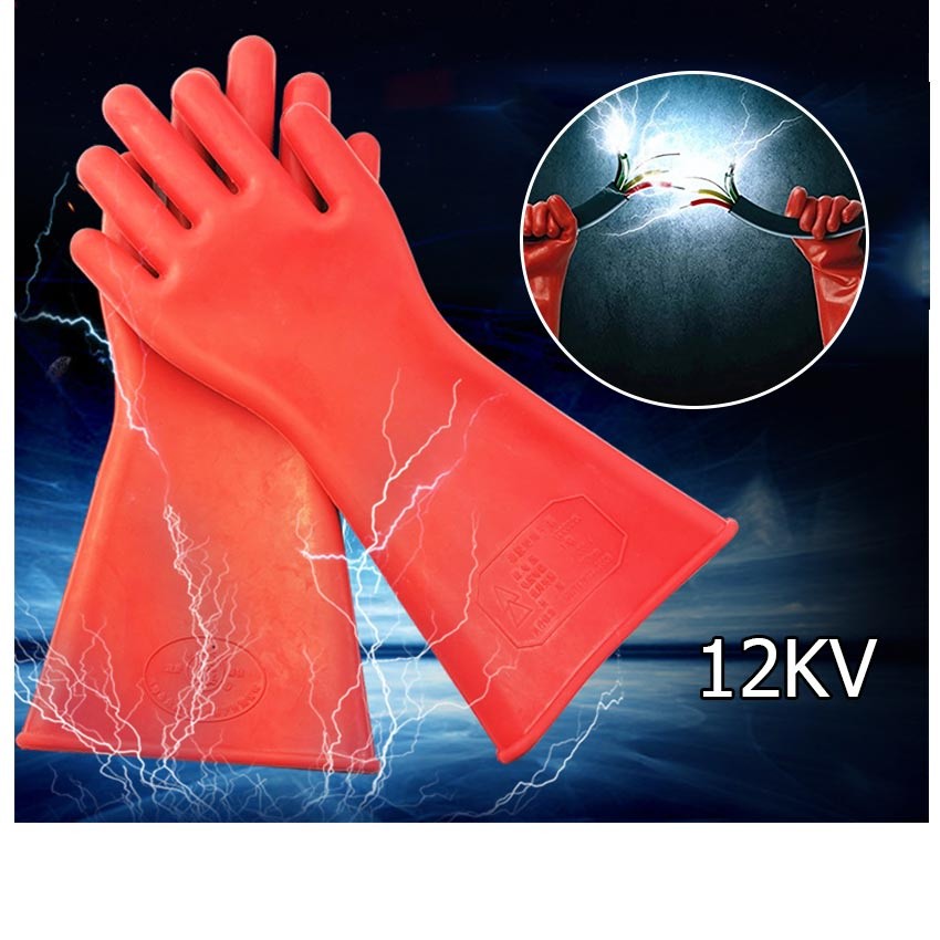12KV High Voltage Electrical Insulating Gloves Anti-electric Rubber ...