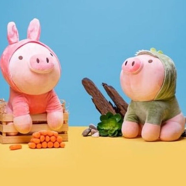 SITTING PIGLET PLUSH TOY STUFFED TOYS PIG PINK | GREEN SIZE: 27CM by ...