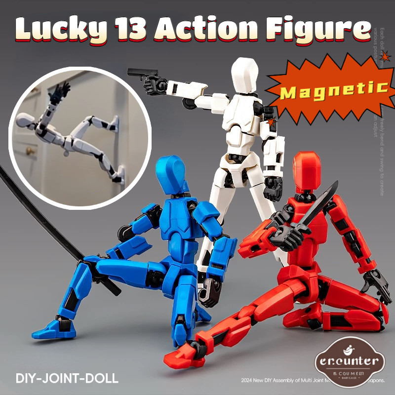 Lucky 13 Action Figure Magnetic 3D Printed Robot Multi Jointed Movable ...