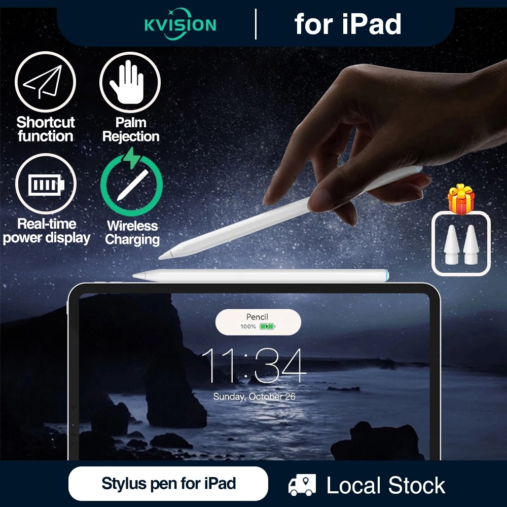 KVISION 13th Gen Stylus Pen for iPad Pencil 1st 2nd Pro 11 12.9 Air 5th ...