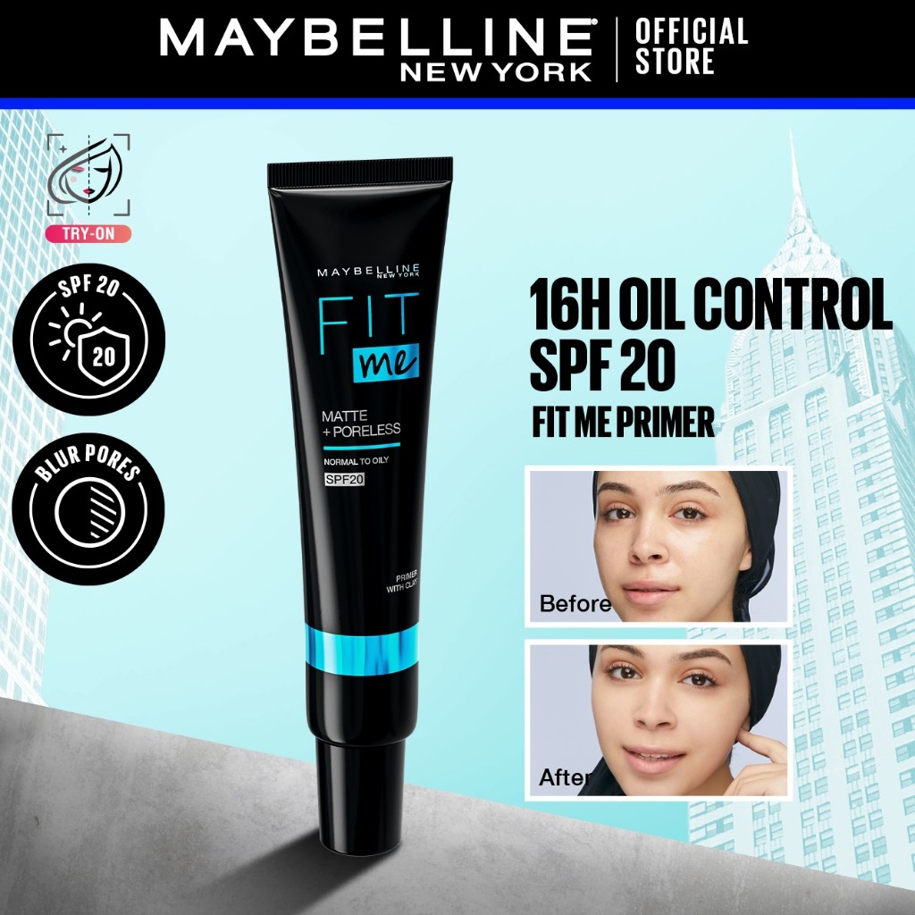 Maybelline Fit Me Matte+Poreless Primer - 16HR wear, Long lasting, Oil ...
