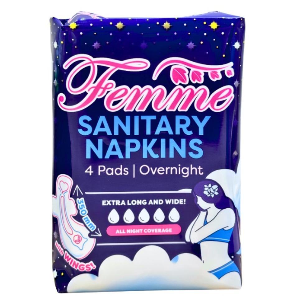 Femme Sanitary Napkins Extra Long And Wide Overnight 4 Pads | Shopee ...