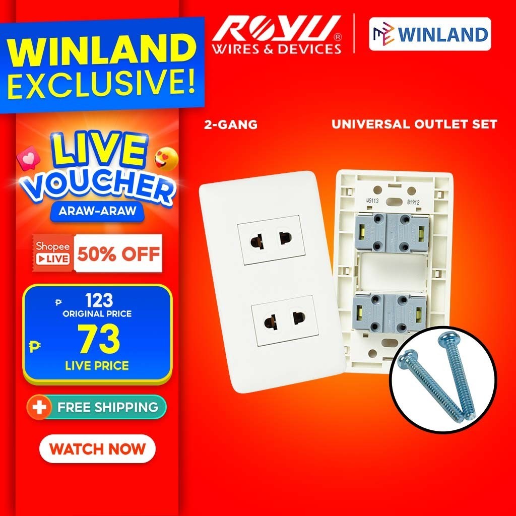 Royuuh'by$p>Winland Super Wide Series 2-Gang Universal Outlet Set~u ...
