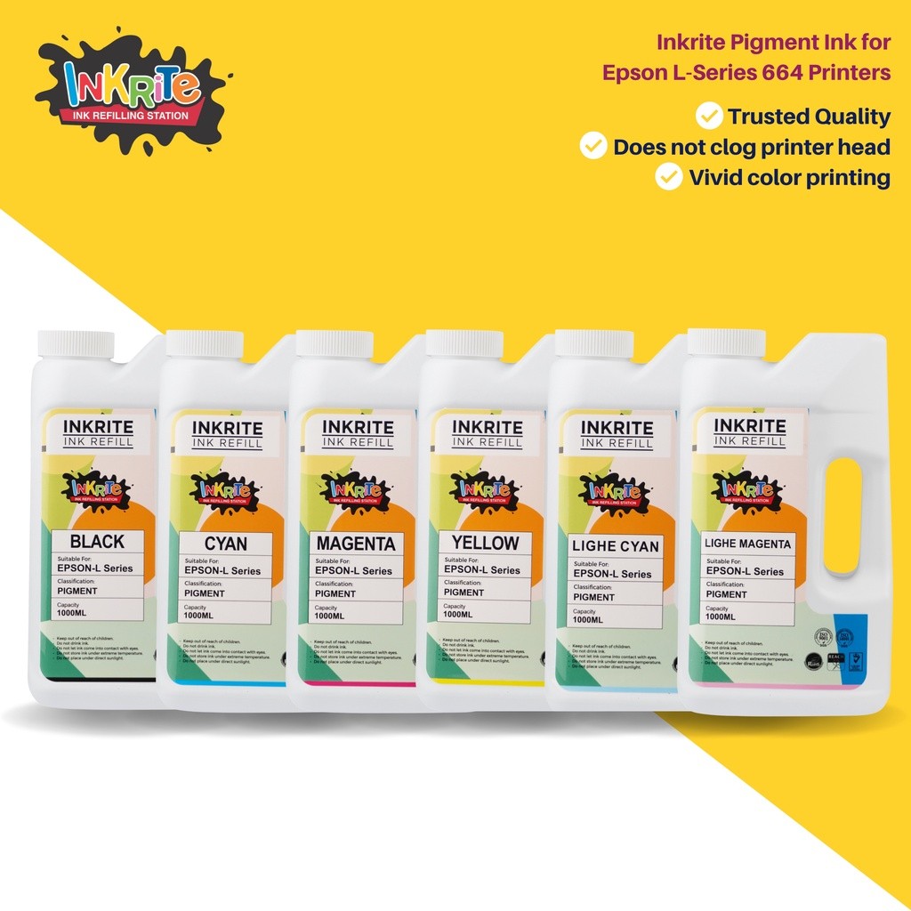 Inkrite+h)Pigment:J}Ink for Epson L-SeriesiH664-fNPrinters,-HA-1000'B ...
