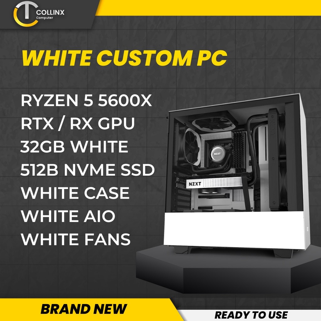 [ WHITE GAMING PC BUILD C ] AMD RYZEN 5 5600X DESKTOP / 32GB RAM ...