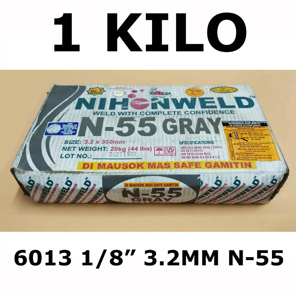(@A/1 qD]KILO ) NIHONWELD WELDING ROD 6013 1/8 N-55 GRAY 3.2MM === 1 KILO{c