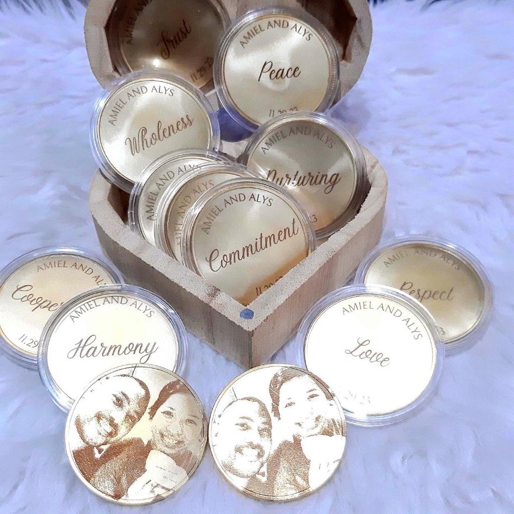 Personalized Laser Engraved Wedding Coin / Arrhae / Unity Coin | Shopee ...