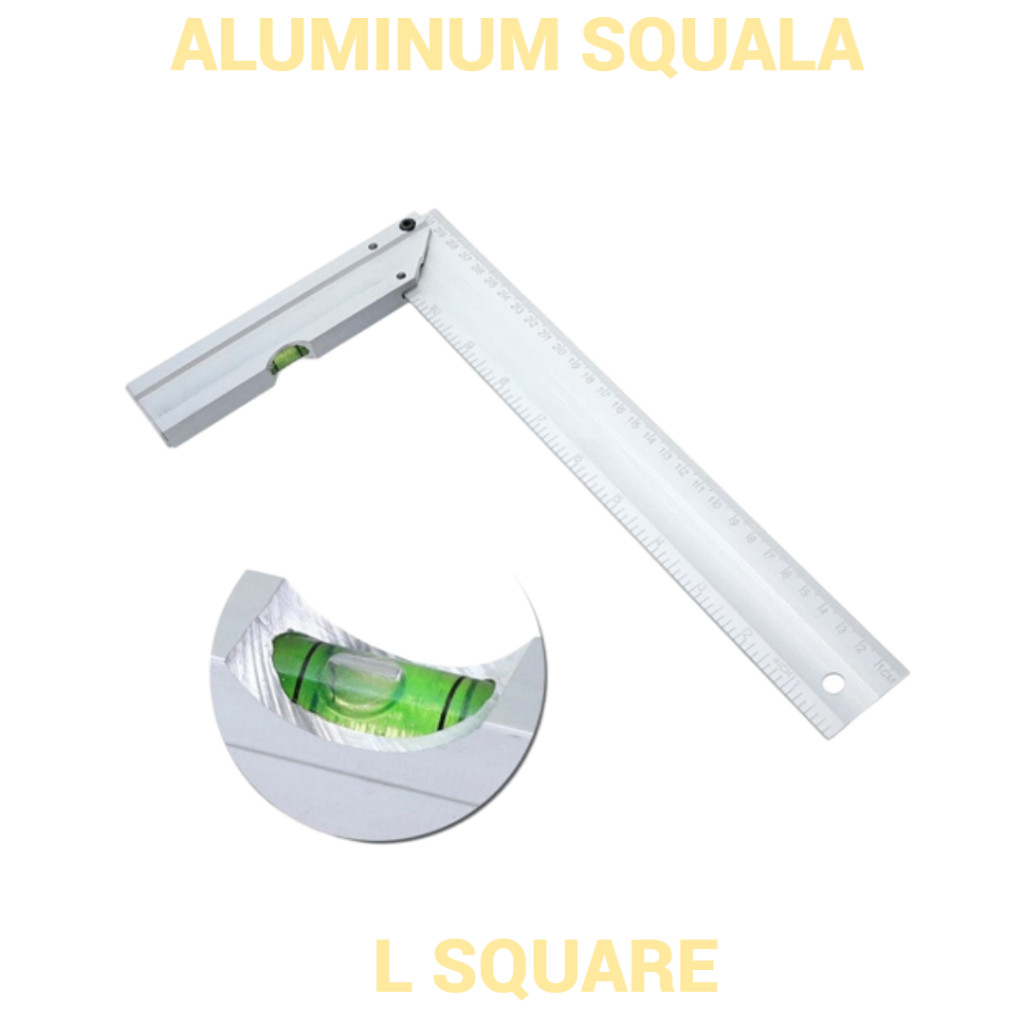 L SQUARE ALUMINUM SQUALA ANGLE RULER WITH LEVEL BAR | Shopee Philippines