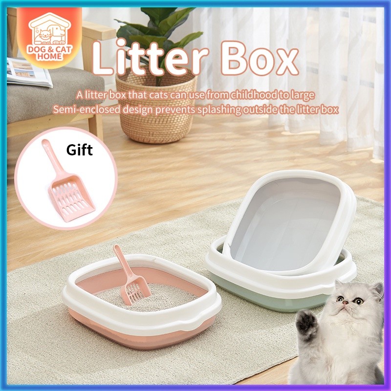 Cat Litter Box Large Kitten Litter Box w/Scoop For Adult Cat | Shopee ...