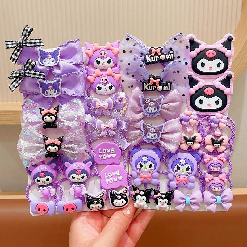 18Pcs Kawaii Sanrio Hair Ties Anime Hair Ring Ornaments Kuromi ...