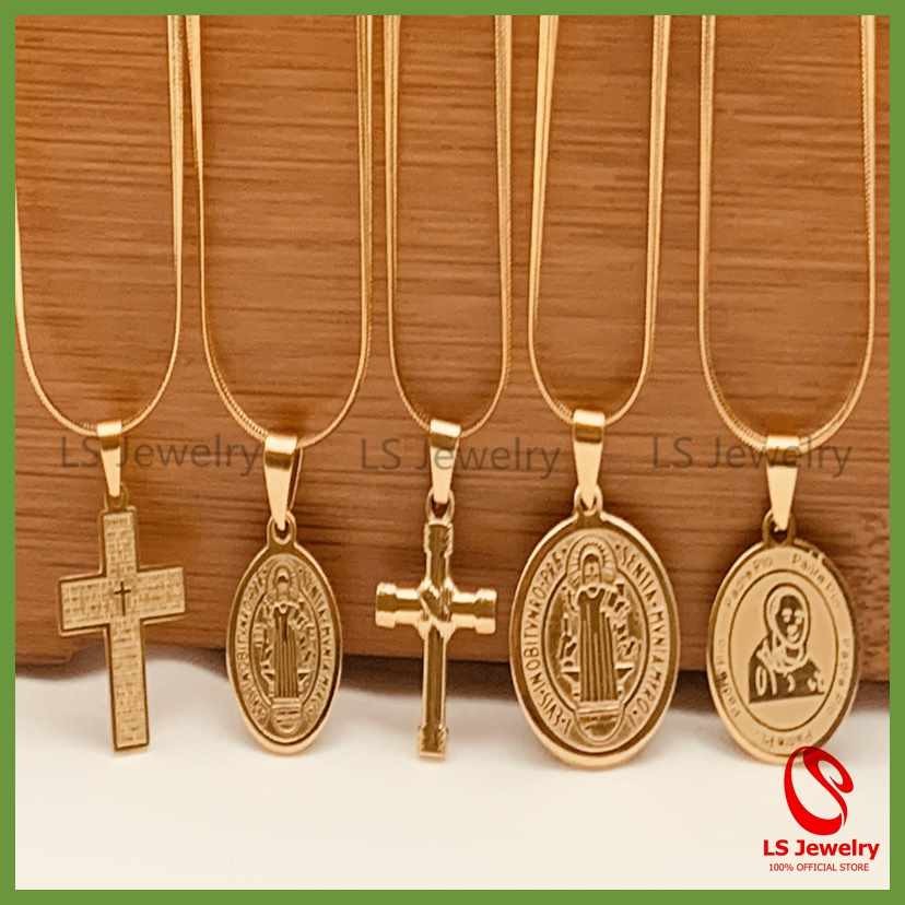 LS;W-jewelry/m}18K)o>Golden)D>Stainless)J>Steel)p>Cross)d>necklace)m ...