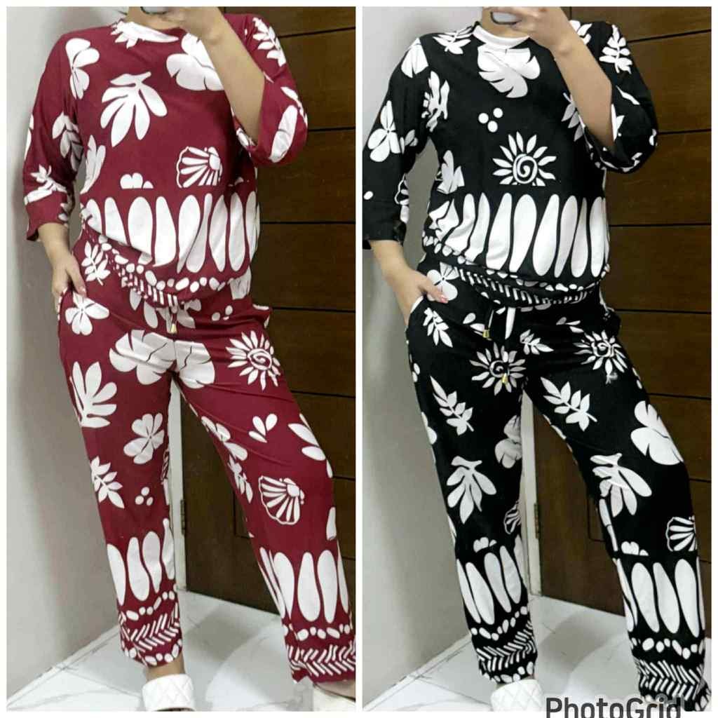 PLAIN TERNO pajama SENEPA 3/4 MUSLIM STRETCHABLE MEDIUM TO XL SLEEPWARE ...