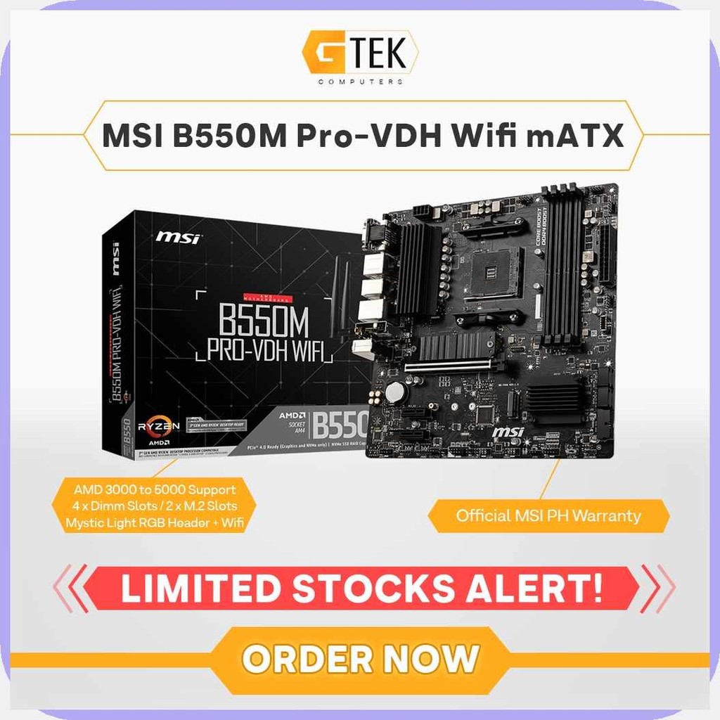 MSI B550M PRO-VDH WIFI B550 mATX Ryzen AM4 AMD Motherboard | Shopee ...