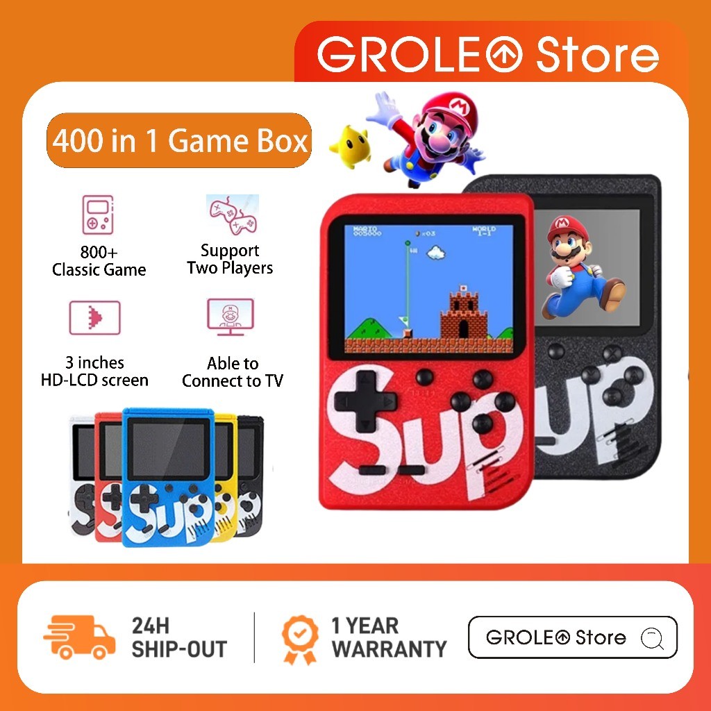 GROLEO Game Box Retro Mini Gameboy Handheld SUP Game play on TV 400 ...