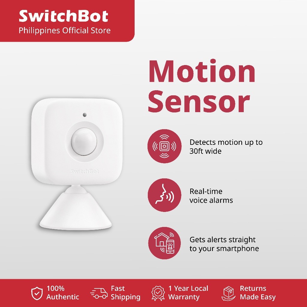 SwitchBot Motion Sensor Bluetooth WiFi (need Hub), PIR Wireless Infrared & Light Sensor Smart ...