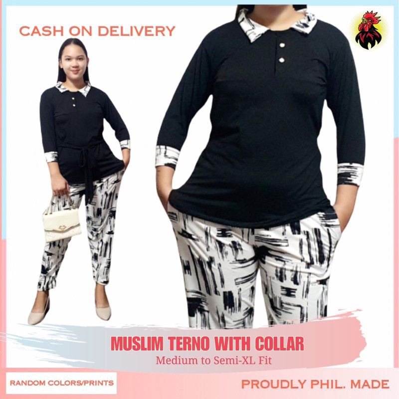 MUSLIM Terno for Women with Collar [ NORHANA ] - Medium to Semi-XL ...