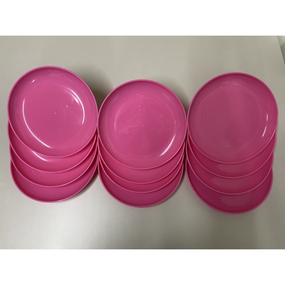 Local king 12pcs makapal Round Plastic Plates Colorful Dinner Plate ...