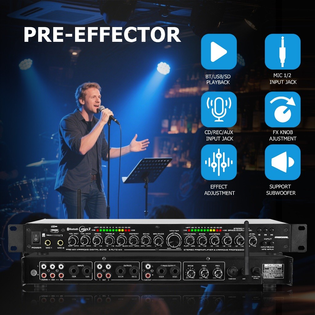 Effects Processor FBX Bluetooth DSP Reverber Effect Audio Interface ...
