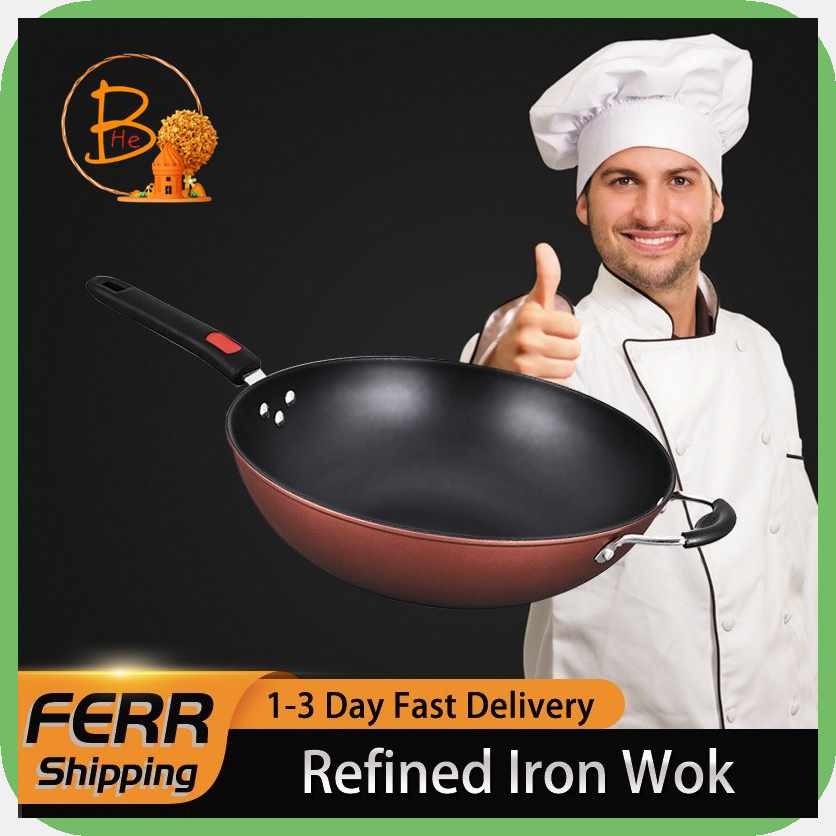 Carbon steel wok pan Wok stainless steel Casserole big size Chinese wok ...