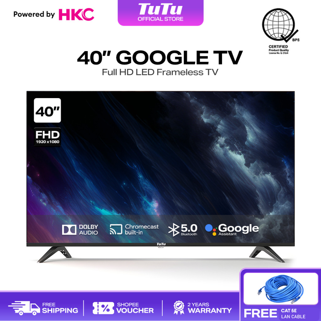 TuTu 40 inch Google TV FHD LED Widescreen Frameless TV 1080P - Netflix ...