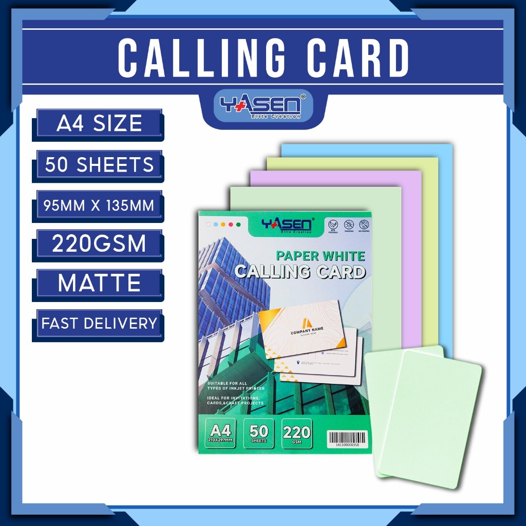 YASEN A4 Size Calling Card Paper Matte 220gsm 250gsm Double Sided ...