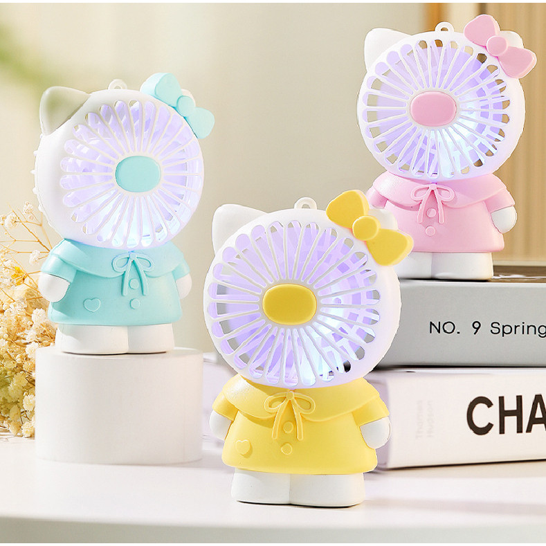 fshion portable Mini Fan With led Light cartoon Hello kitty fan Built ...