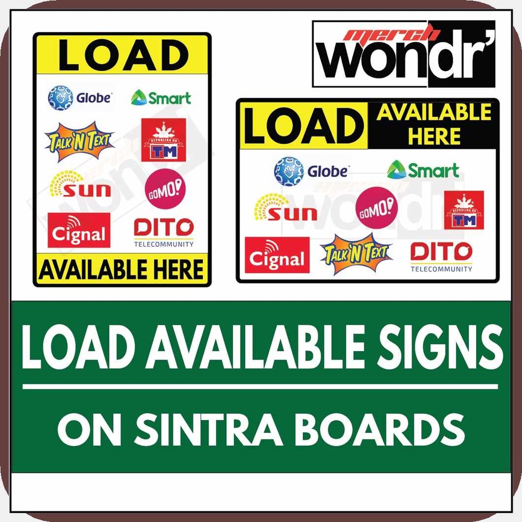 Load Available Signs, E-load, Loading Station Signage. Globe, Smart, TM ...