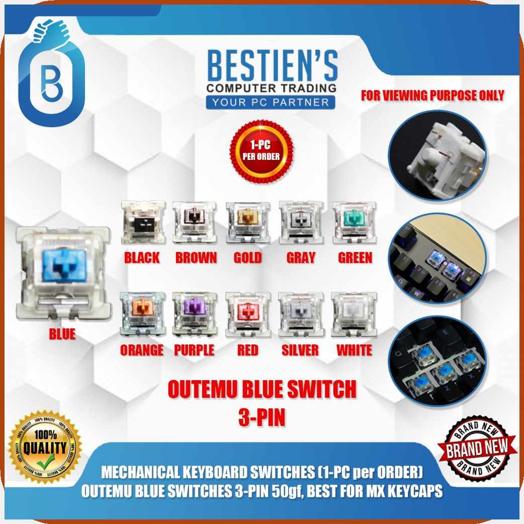 MECHANICAL KEYBOARD SWITCHES (1-PC per ORDER), OUTEMU BLUE SWITCHES 3 ...