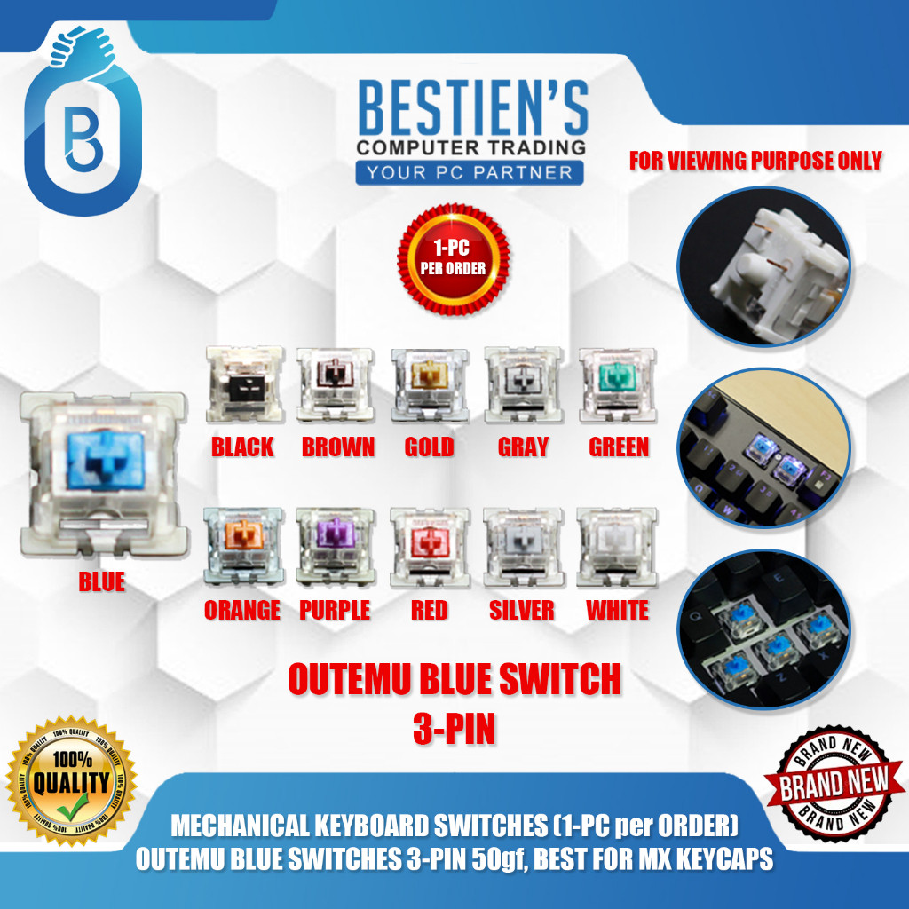 MECHANICAL KEYBOARD SWITCHES (1-PC per ORDER), OUTEMU BLUE SWITCHES 3 ...