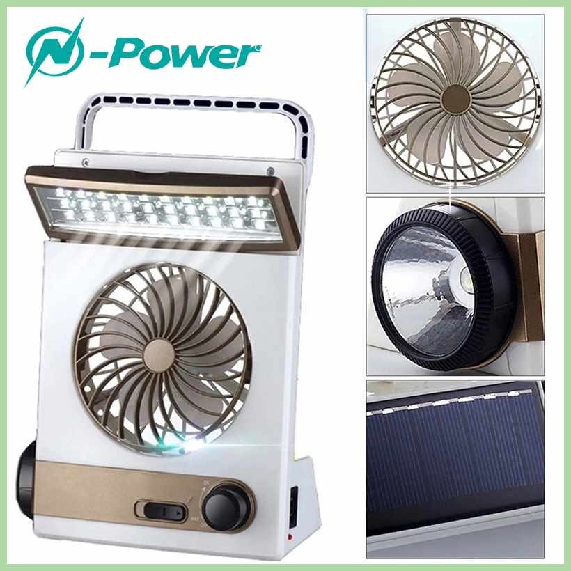 Solar Emergency Fan Electric 3 In 1 Led Rechargeable Flashlight Mini ...