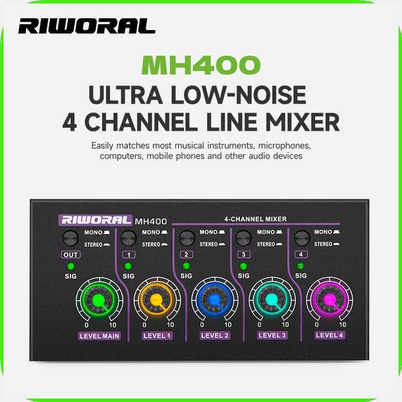 Riworal MH400 Micro Sound Mixer Ultra Compact Low Noise 4 Channels ...