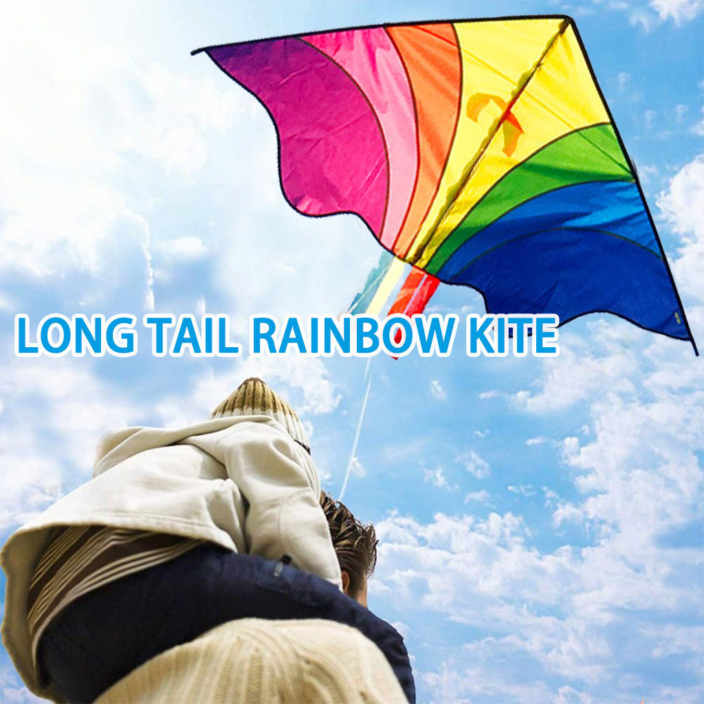 Prairie Kite Long tail rainbow kite with kite string 100m Outdoor beach ...