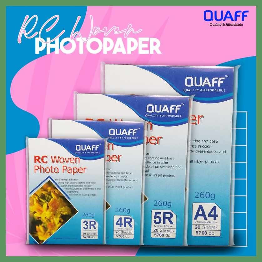 QUAFF RC Woven Inkjet Photo Paper No Back Print A4 | 5R | 4R & 3R Size ...