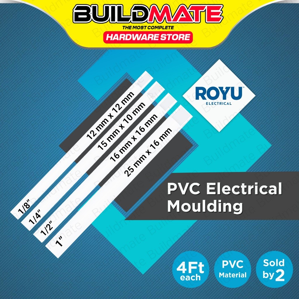 (2PCS x 4FT) BUILDMATE Royu PVC Electrical Moulding 1/2 - 1 Inch ...