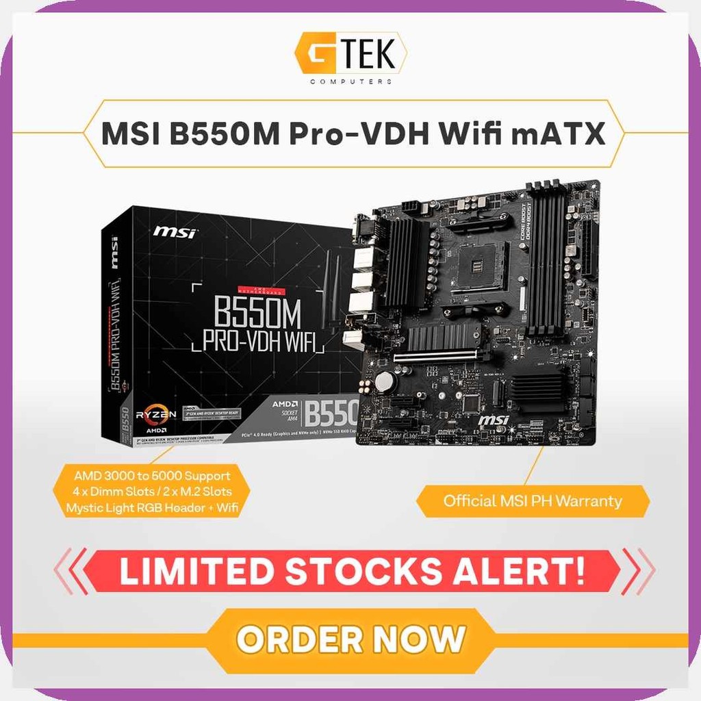 MSI B550M PRO-VDH WIFI B550 mATX Ryzen AM4 AMD Motherboard | Shopee ...