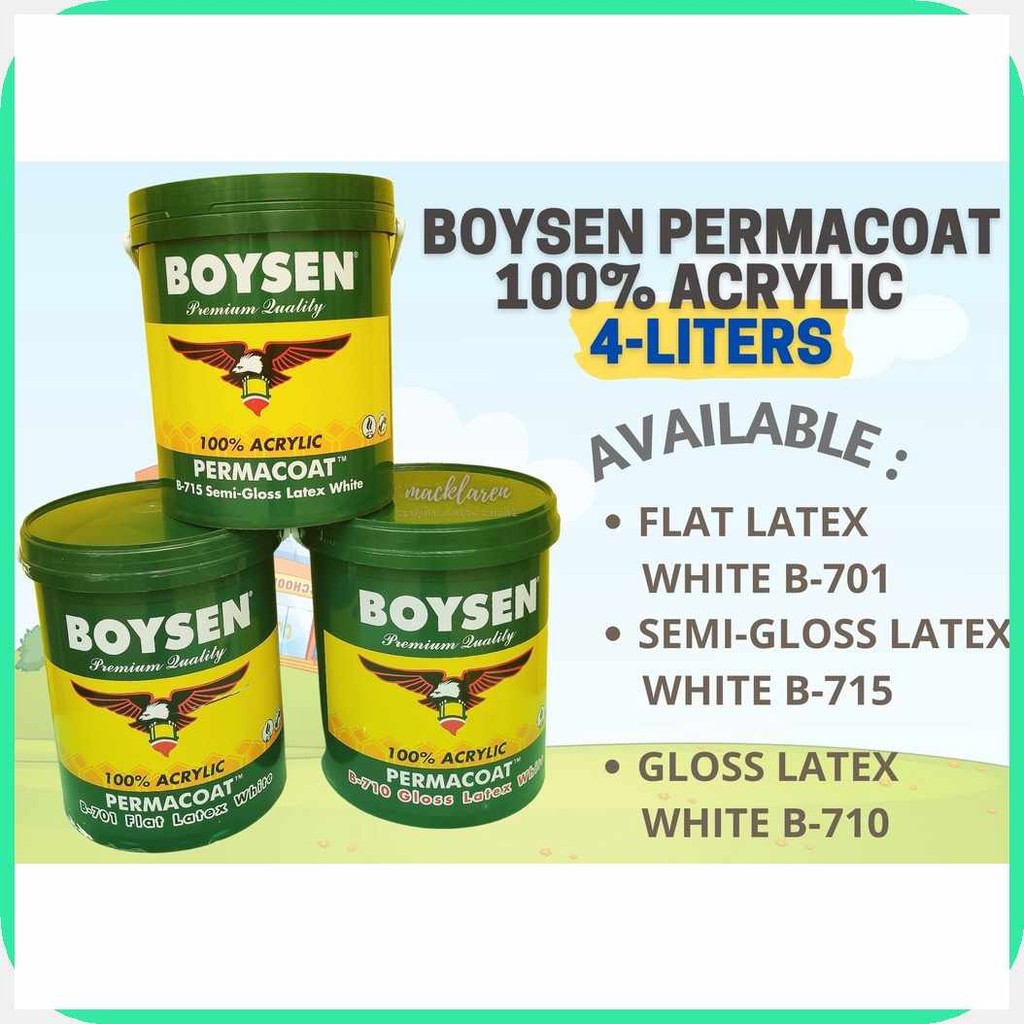 Boysen/QZ?Permacoat]UL>Latex)u>Pail)j>4L*kW?Liters*ke?*Ne?Flat*Vf?Latex ...