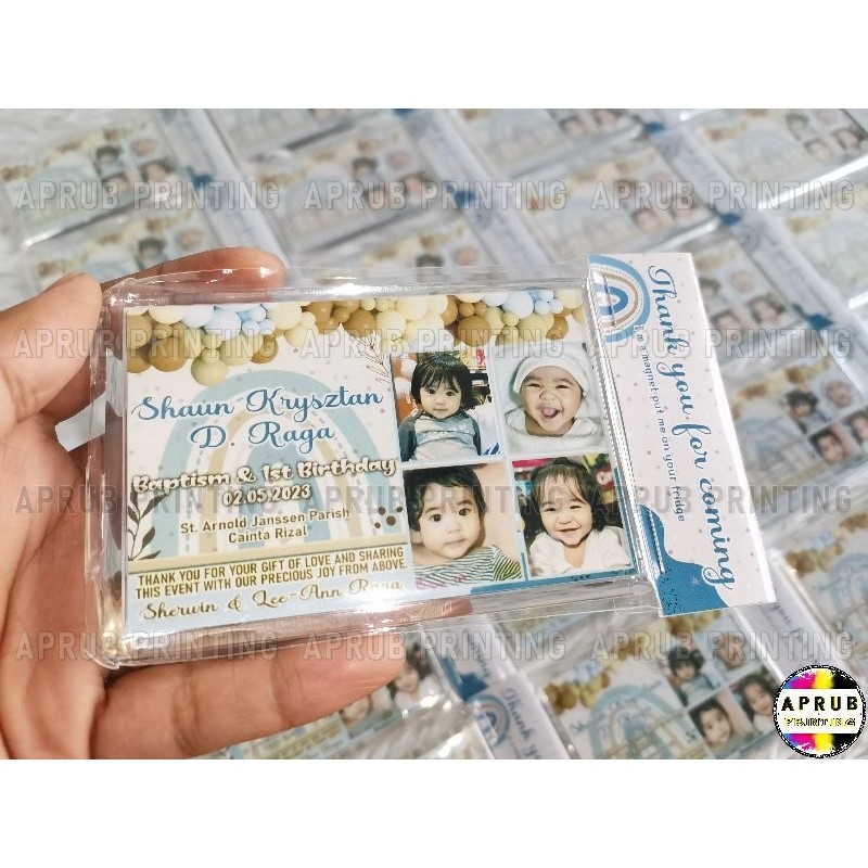 FREE LAYOUT Acrylic Ref Magnet Souvenir Giveaways Christening Wedding ...