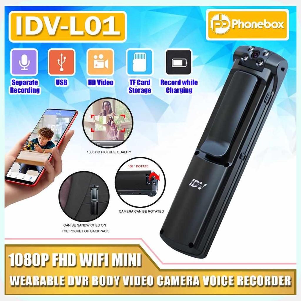 IDV-L01 FHD 1080P WiFi Mini Wearable DVR Body Camera Video Voice ...