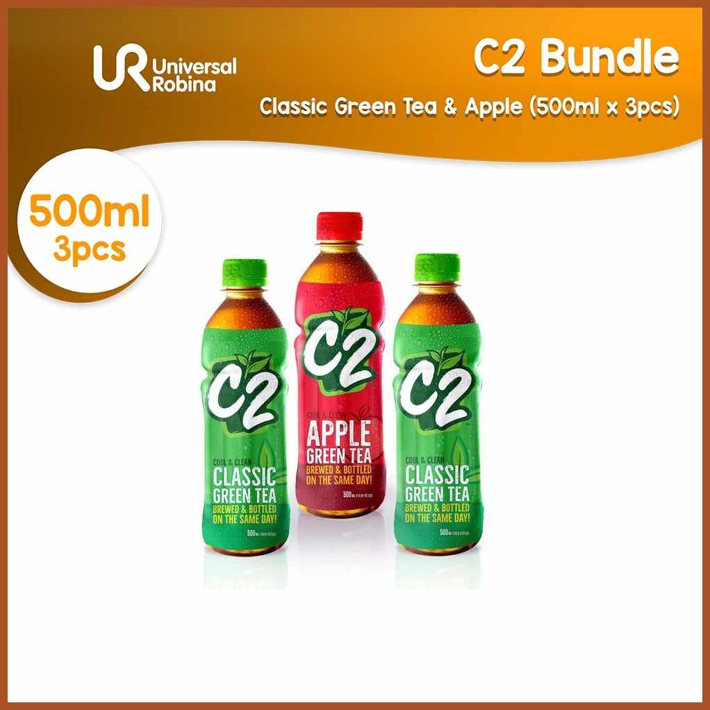 2 x C2 Classic Green Tea (500ml) and 1 x C2 Apple (500ml) | Shopee ...