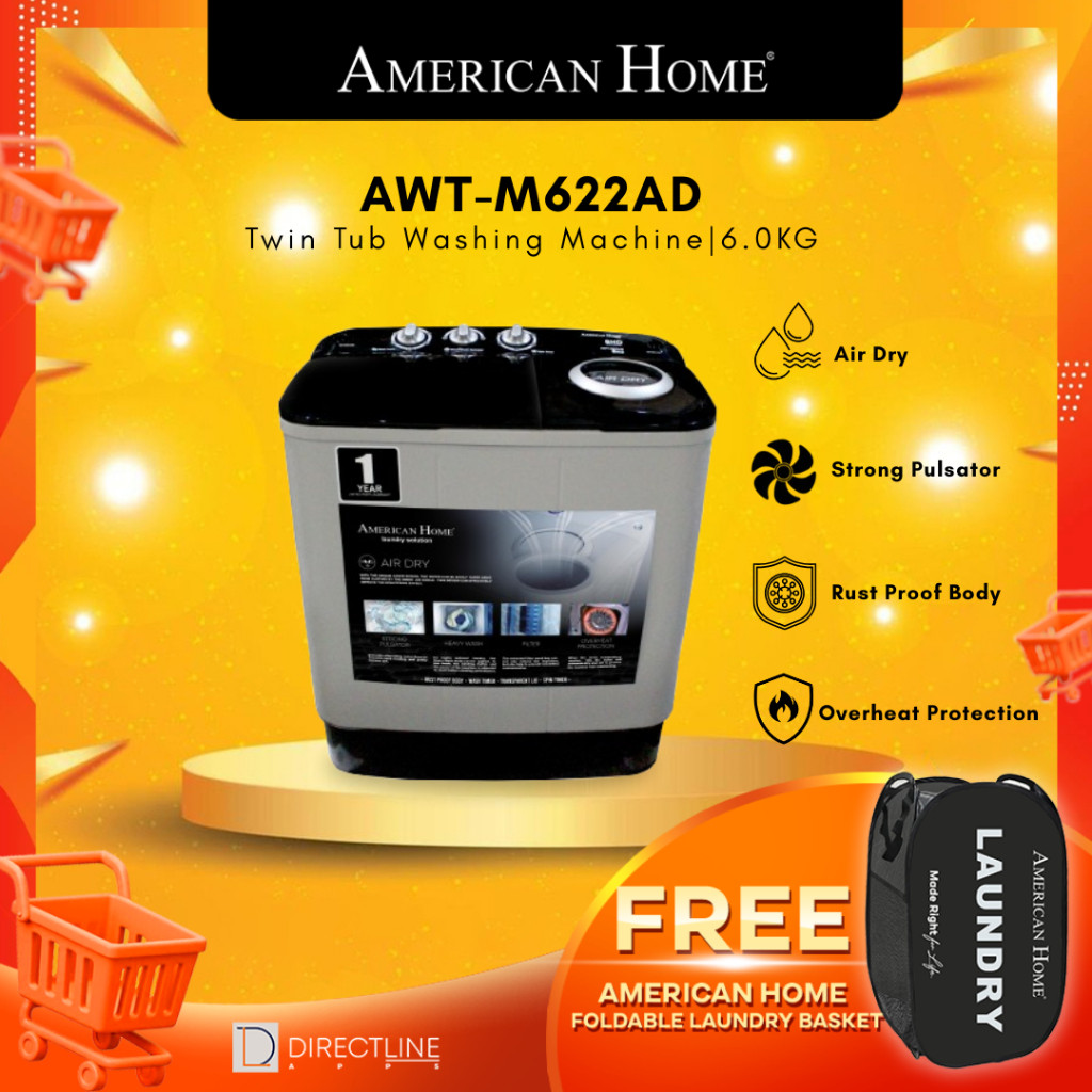 American Home Twin Tub Washing Machine AWT-M622AD 6KG | Shopee Philippines