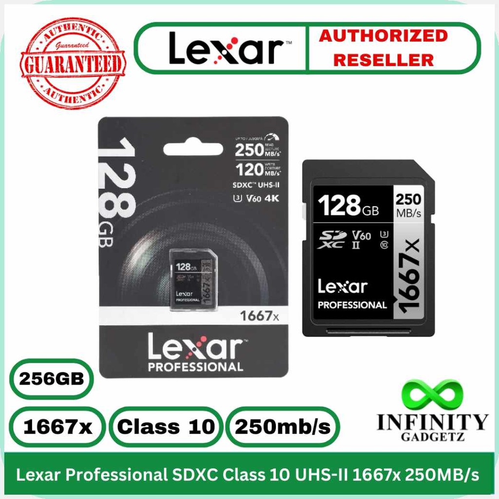 Lexar Professional 128GB SDXC UHS-II 250MB/s 1667x U3 V60 4K SD Card ...