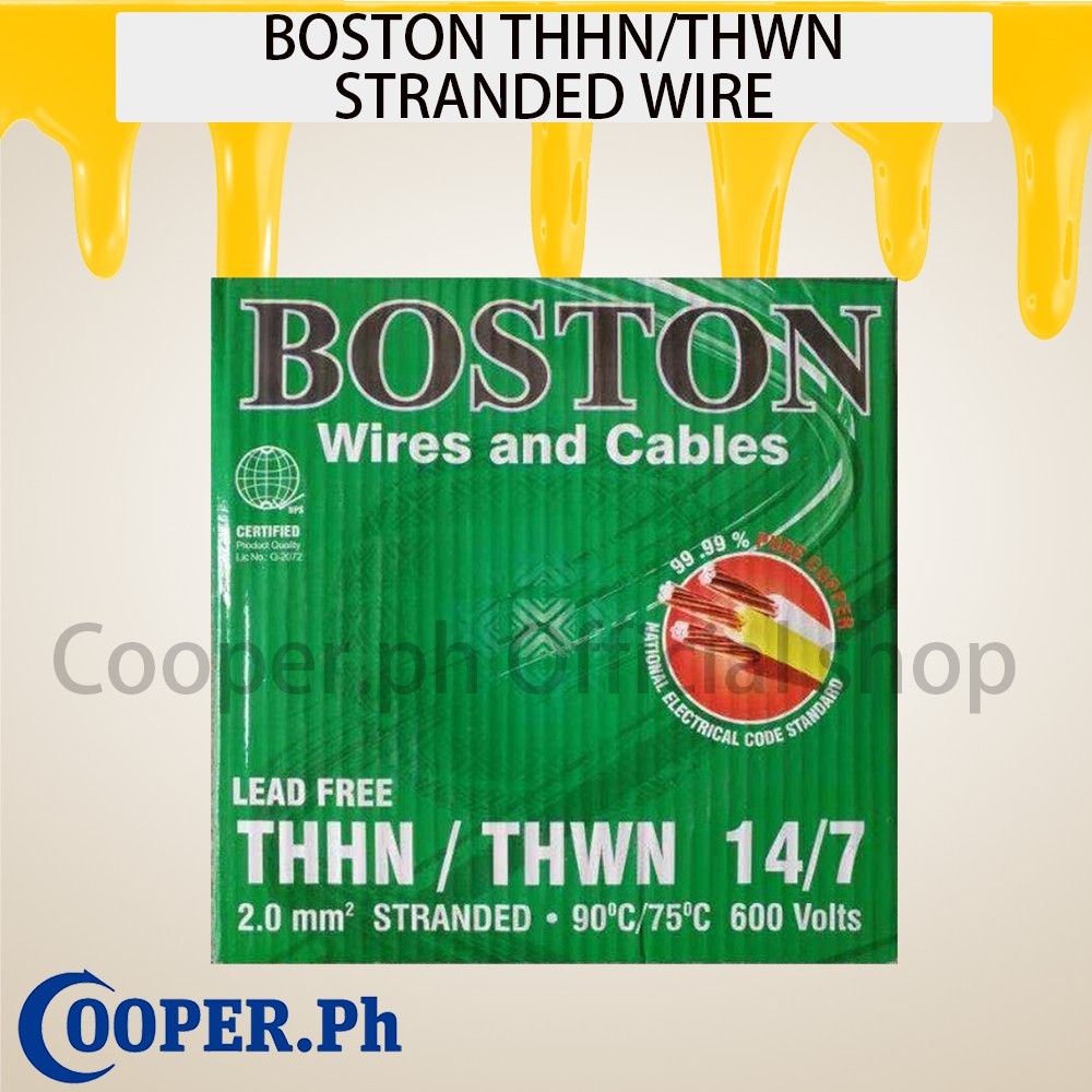 Boston~j;R/THHN/THWN>B)Stranded}T)Wire}G)2.0mm2}V)#14/7}o)(150meters)}u ...