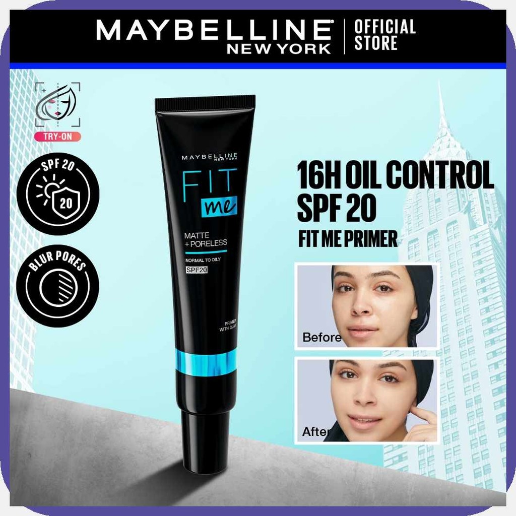Maybelline Fit Me Matte+Poreless Primer - 16HR wear, Long lasting, Oil ...