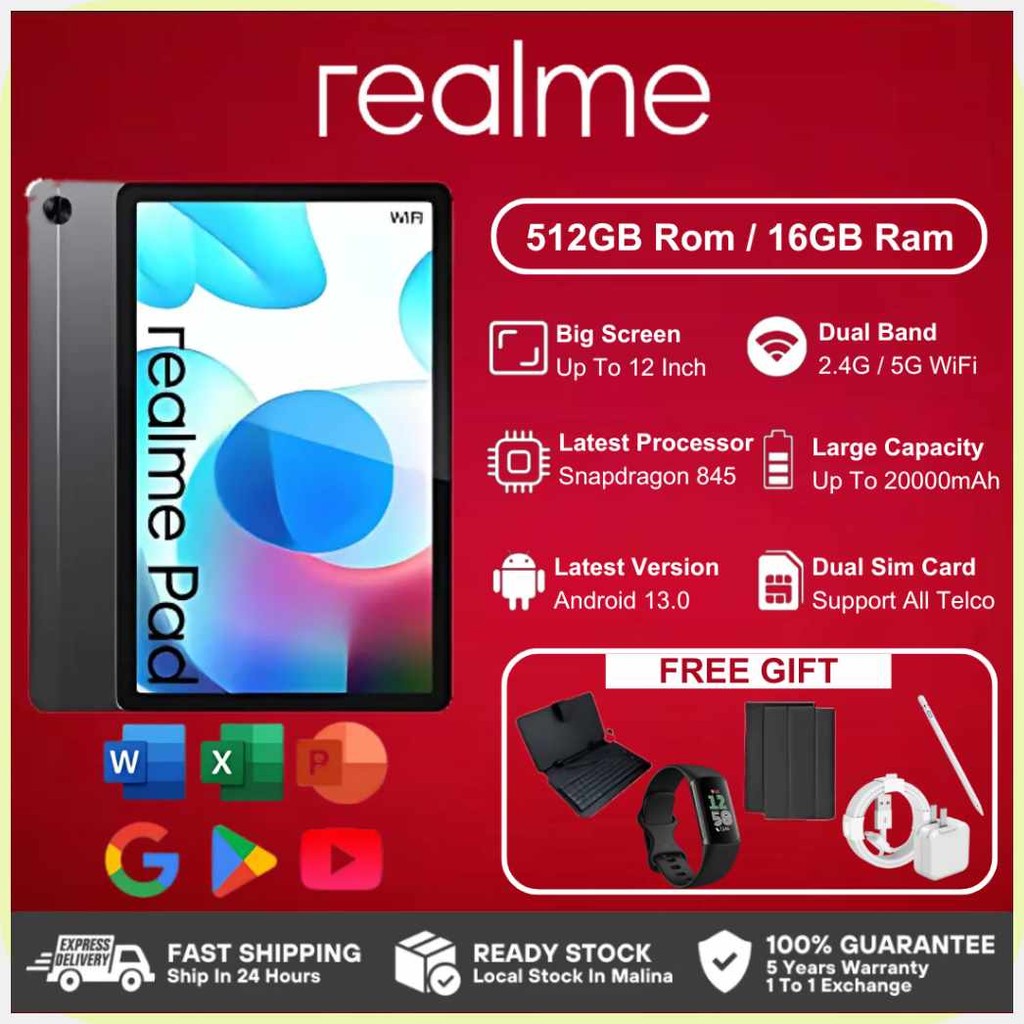 REALME Tablet P70 5G PC Tablet 12 Inch Android 13 (16GB RAM+512GB ROM ...