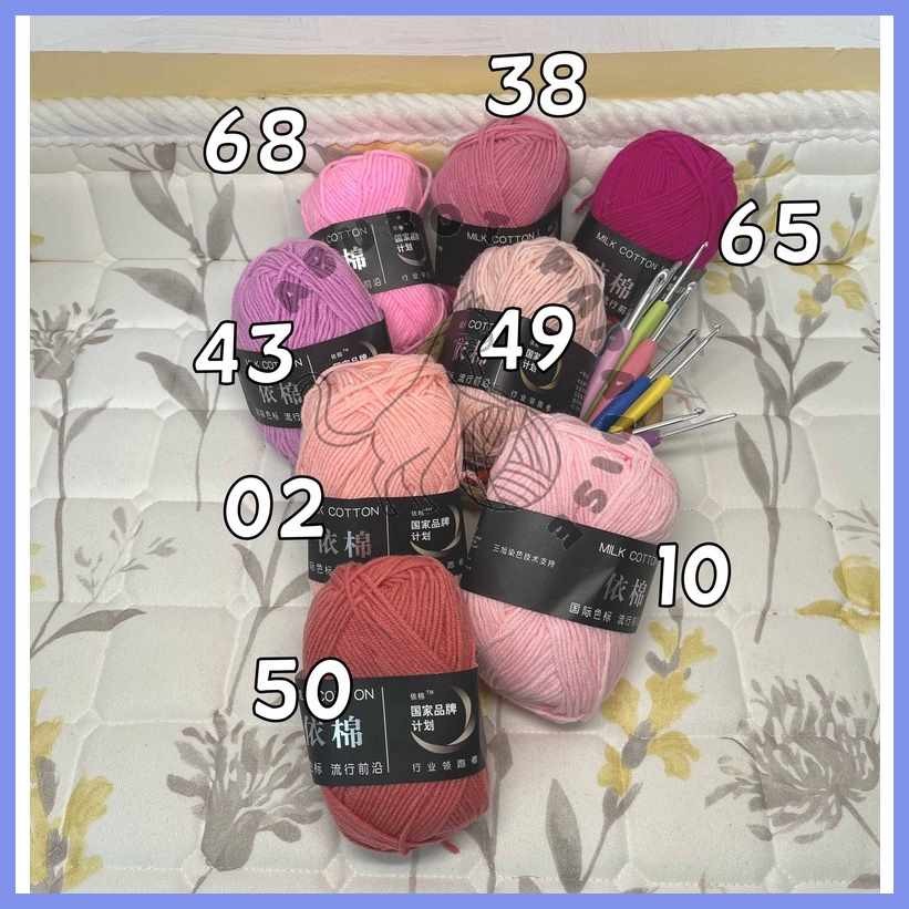 4ply`zmilk=m:cotton@OD+yarn~q*G+xl+(Pink~V*colors)~R*50g knitting ...