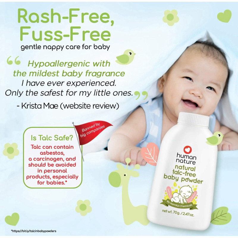 Human Nature Talc-free Baby Powder 70g | Shopee Philippines