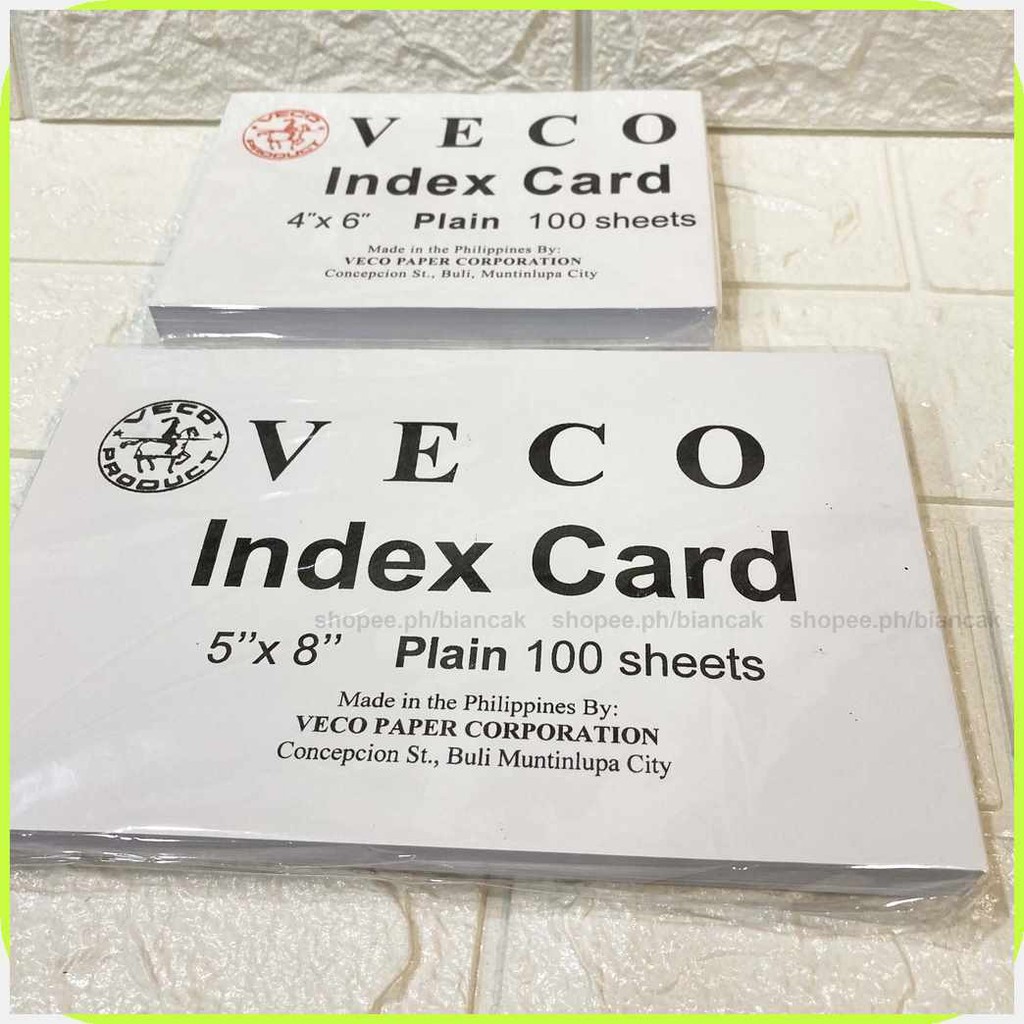 MANIPIS VECO INDEX CARD PLAIN 120GSM SOLD PER PACK OF 100 SHEETS ...